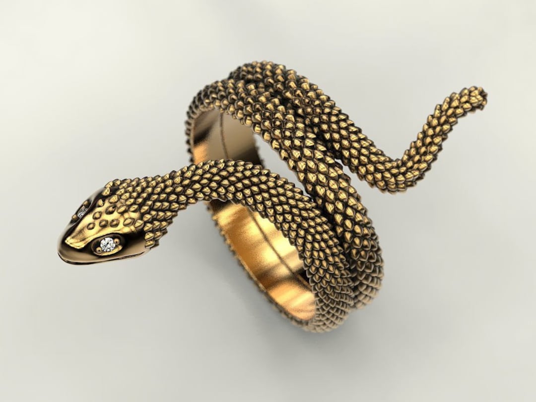 Kaa Snake Ring *moissanite With 10k/14k/18k White, Yellow, Rose Green ...
