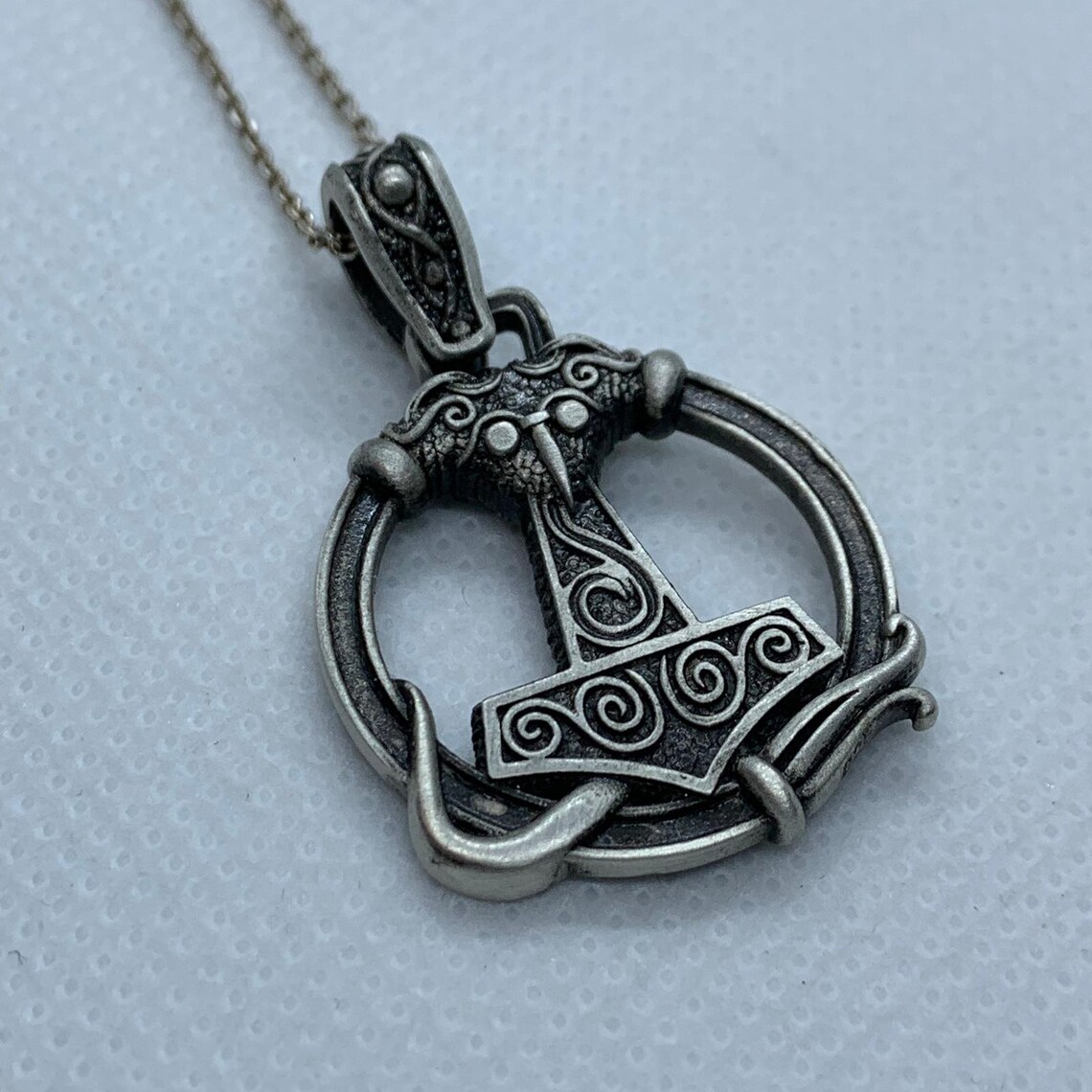Protection by Thor's Hammer Pendant 10k/14k/18k White - Etsy