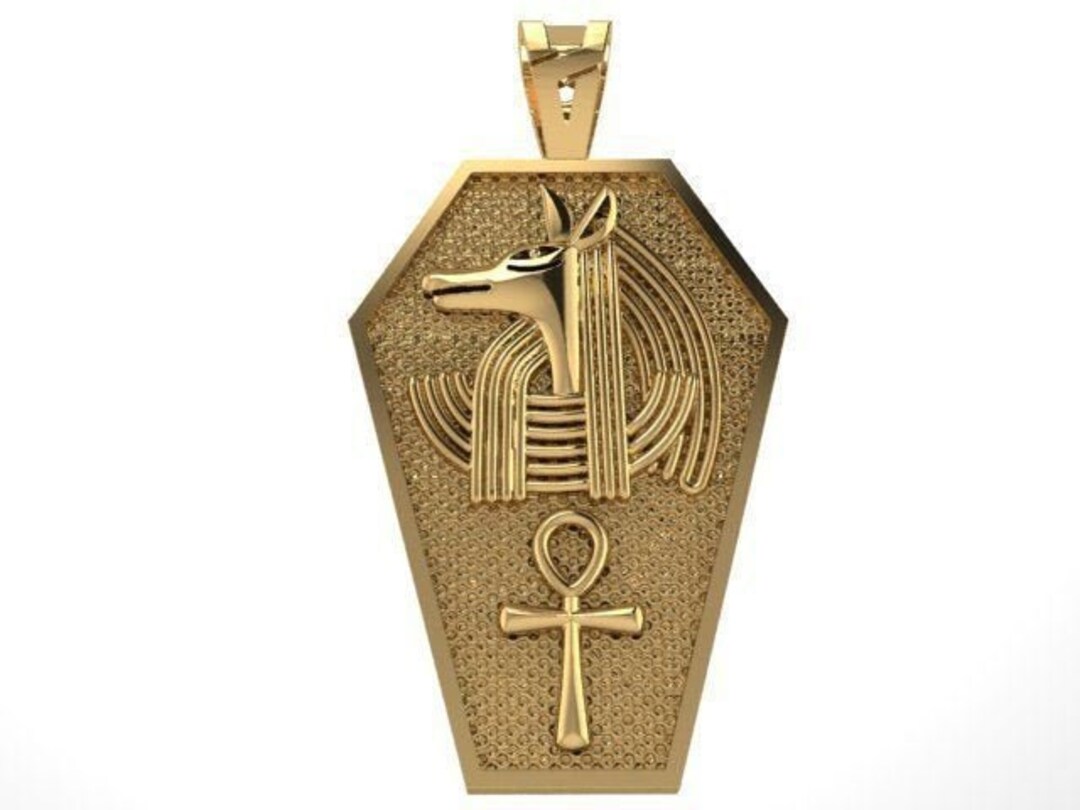 Egyptian Anubis Pendant 10k/14k/18k White, Yellow, Rose Green Gold ...