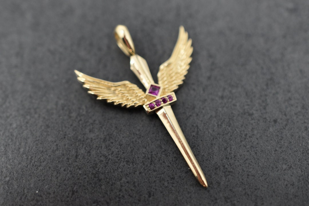 Castiel Sword Pendant *10k/14k/18k White, Yellow, Rose, Green Gold ...
