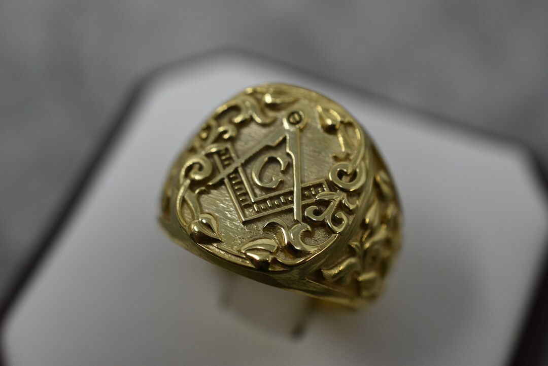 Brotherhood Masonic Ring *10k/14k/18k White, Yellow, Rose, Green Gold ...