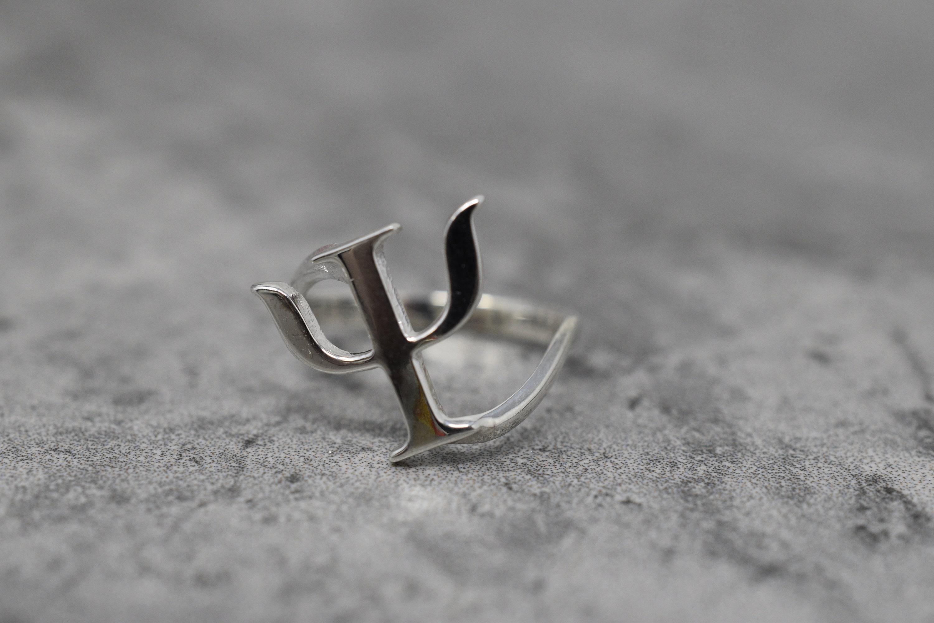 Psi Symbol Ring 10k/14k/18k White Yellow Rose Green Gold - Etsy