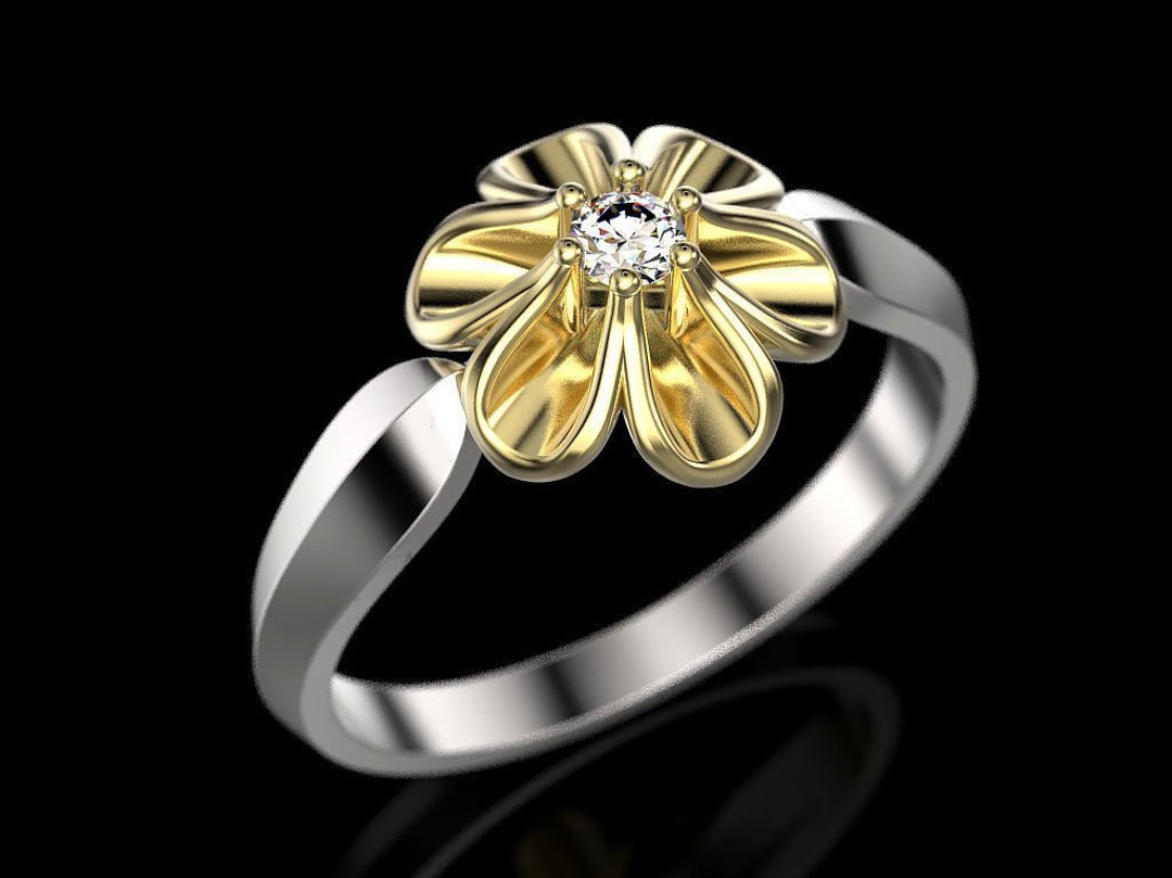 Posey Flower Ring *moissanite With 10k/14k/18k White, Yellow, Rose ...