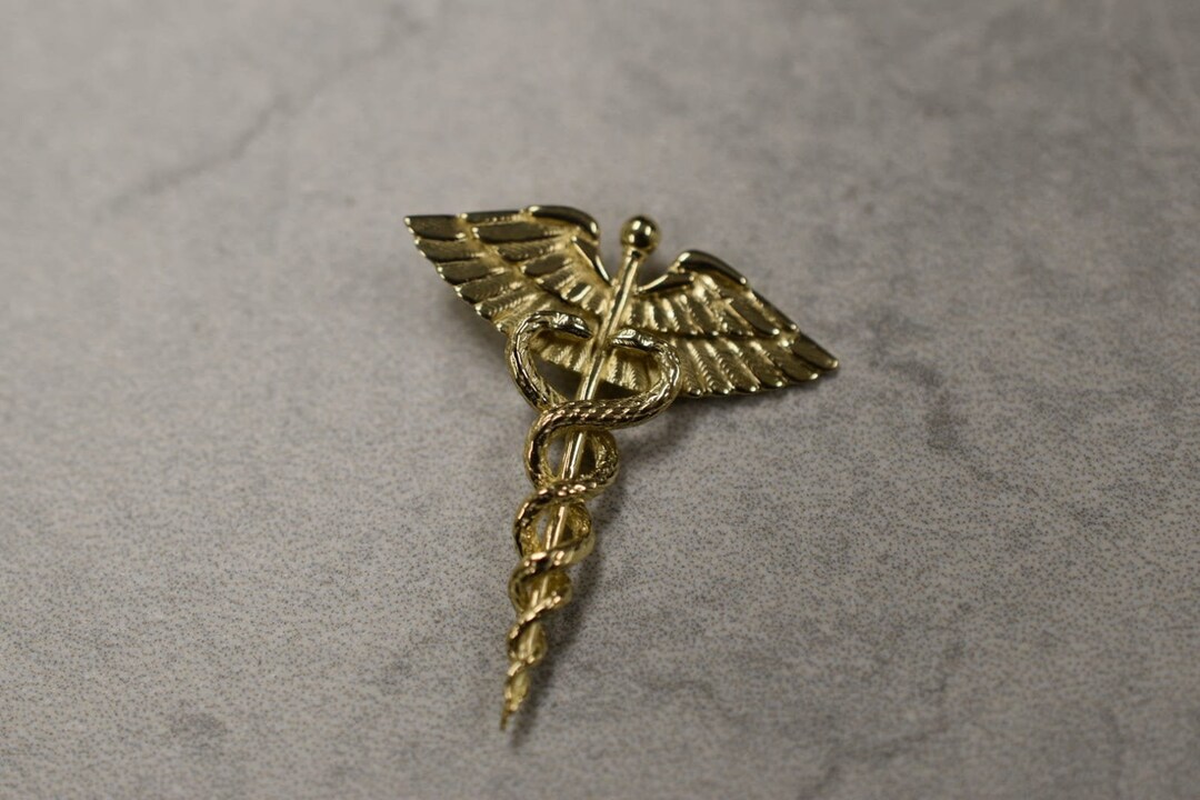 Caduceus First Aid Pendant *10k/14k/18k White, Yellow, Rose, Green Gold ...