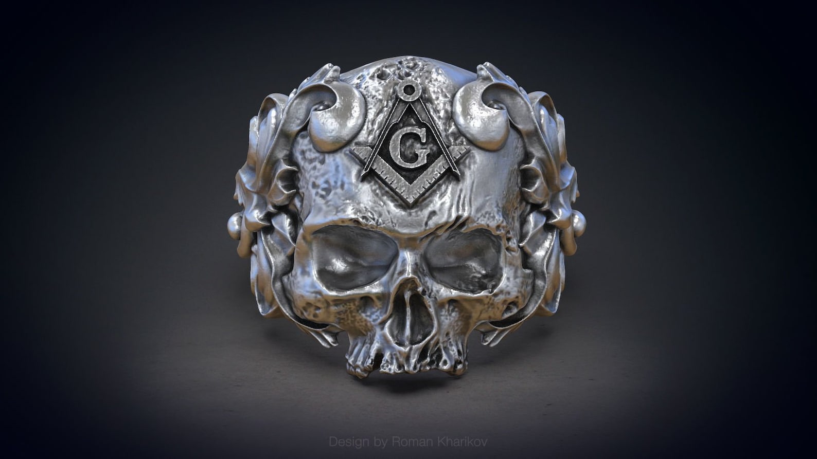 Nightmare Masonic Skull Ring *10k/14k/18k White, Yellow, Rose, Green ...