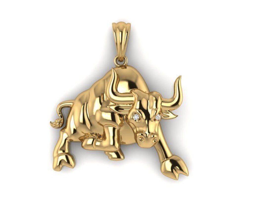 Sampson Bull Pendant *10k/14k/18k White, Yellow, Rose, Green Gold, Gold ...