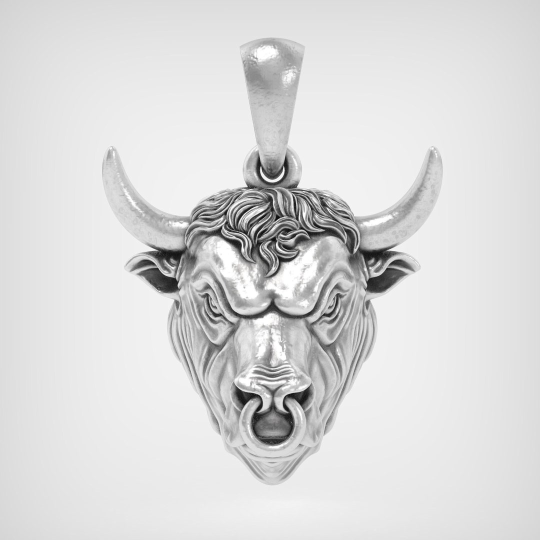 Bruiser Bull Pendant *10k/14k/18k White, Yellow, Rose, Green Gold, Gold ...