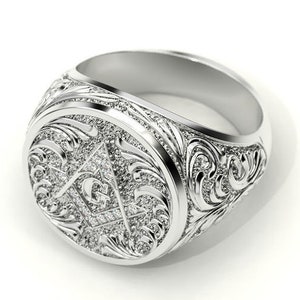 Fellowcraft Masonic Ring *moissanite With 10k/14k/18k White, Yellow ...