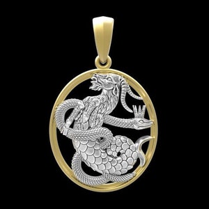 Capricorn Snake Pendant *10k/14k/18k White, Yellow, Rose, Green Gold ...