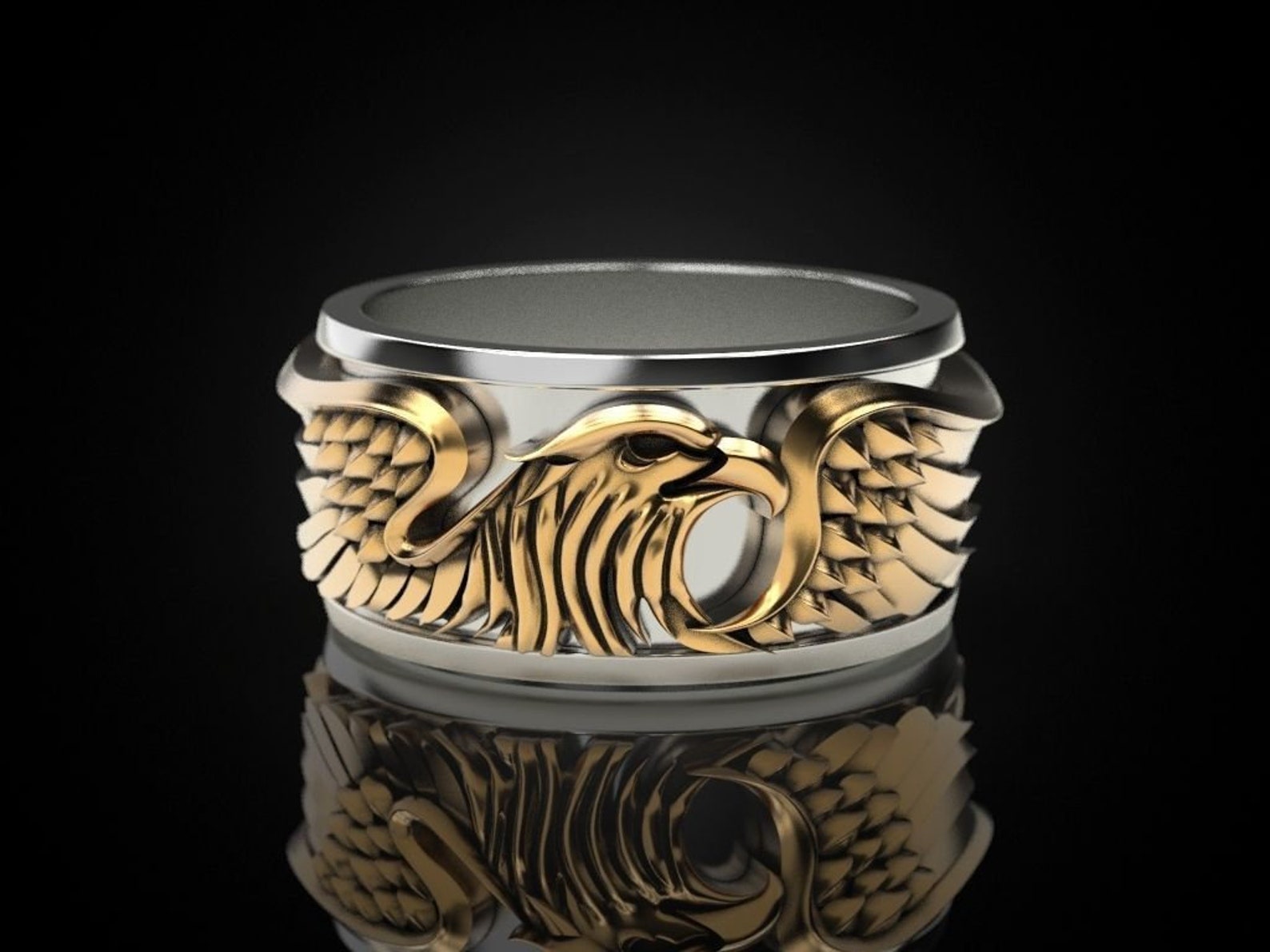 Thorondor Eagle Ring *10k/14k/18k White, Yellow, Rose, Green Gold, Gold ...