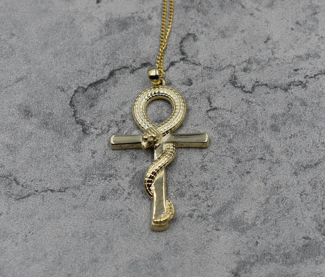 Serpent Ankh Pendant *10k/14k/18k White, Yellow, Rose, Green Gold, Gold ...