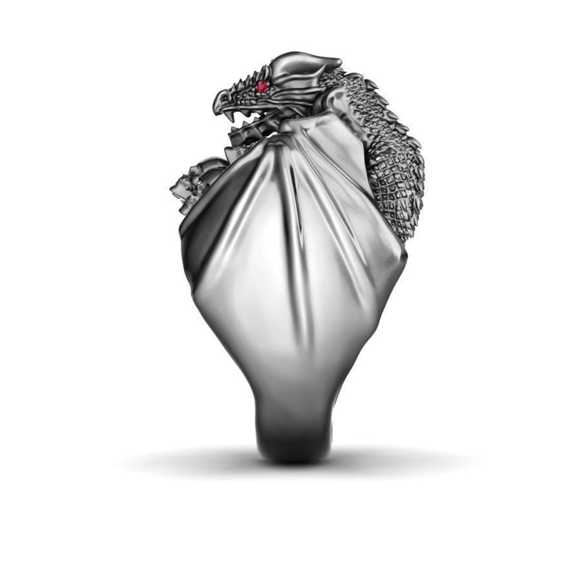 Dragon Guardian Ring 10k/14k/18k White Yellow Rose Green - Etsy