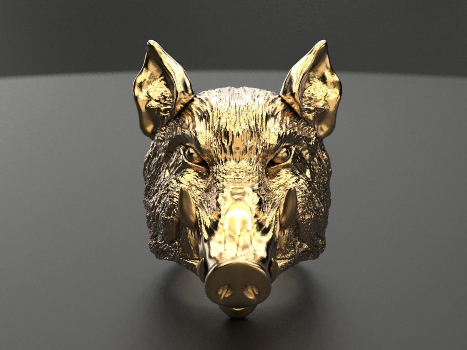 Pumbaa Boar Ring *10k/14k/18k White, Yellow, Rose, Green Gold Gold ...