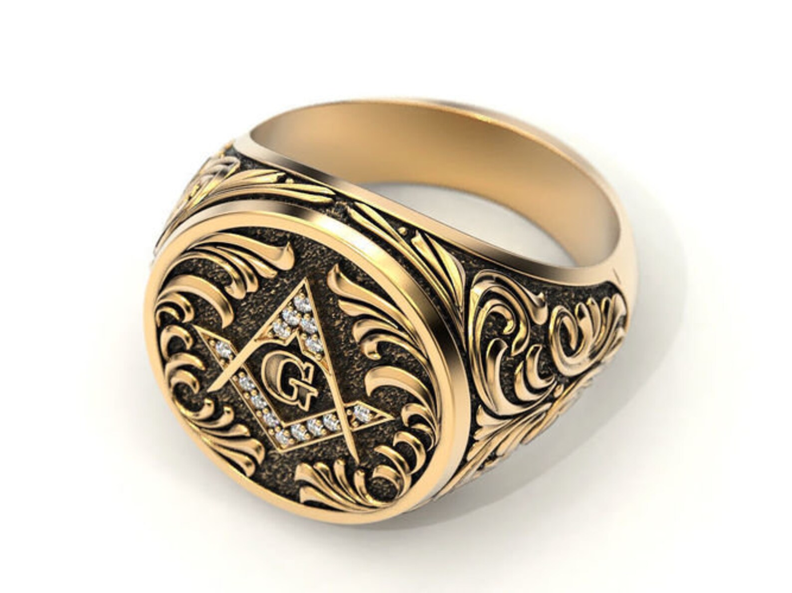 Fellowcraft Masonic Ring moissanite With 10k/14k/18k White - Etsy Canada