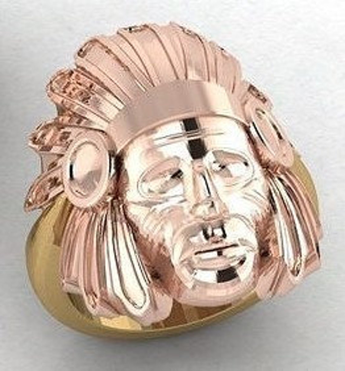 Native American Chief Ring 10k/14k/18k White Yellow Rose - Etsy