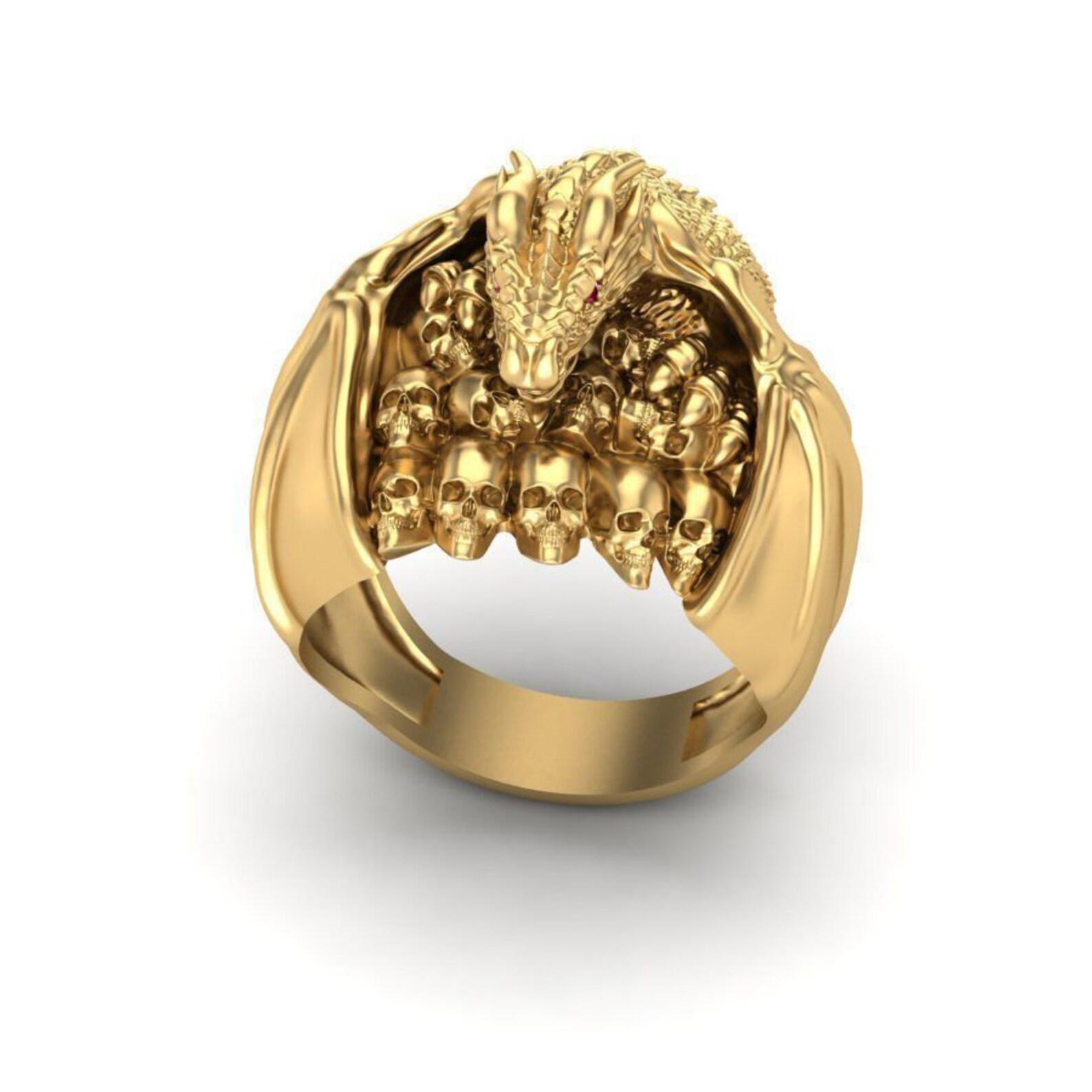 Dragon Guardian Ring 10k/14k/18k White Yellow Rose Green - Etsy