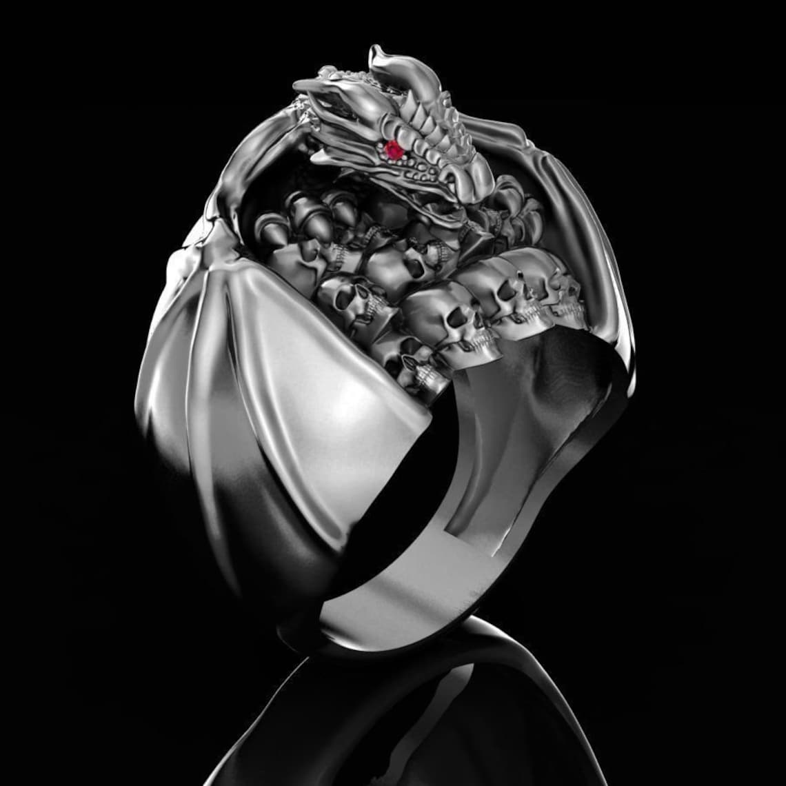 Dragon Guardian Ring 10k/14k/18k White Yellow Rose Green - Etsy