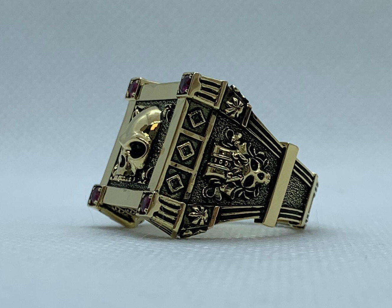 Red Death Skull Ring *10k/14k/18k White, Yellow, Rose Green Gold, Gold ...