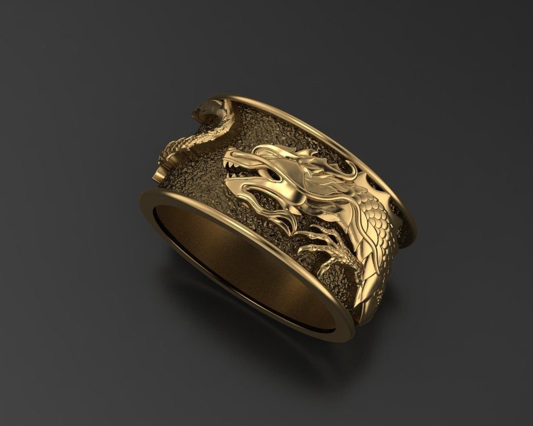 Dilong Dragon Ring *10k/14k/18k White, Yellow, Rose Green Gold, Gold ...