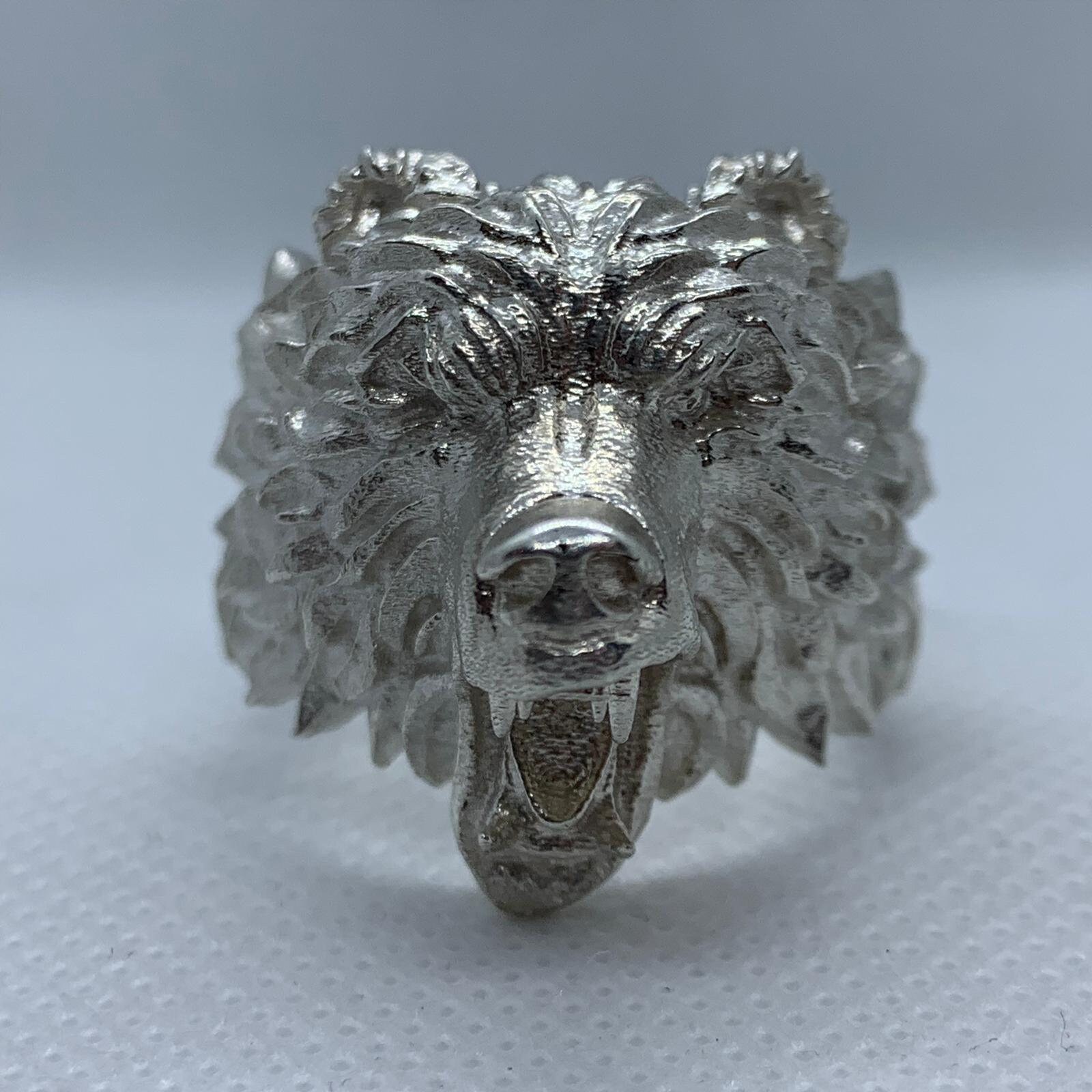 Grizzly Bear Ring 10k/14k/18k White Yellow Rose Green | Etsy