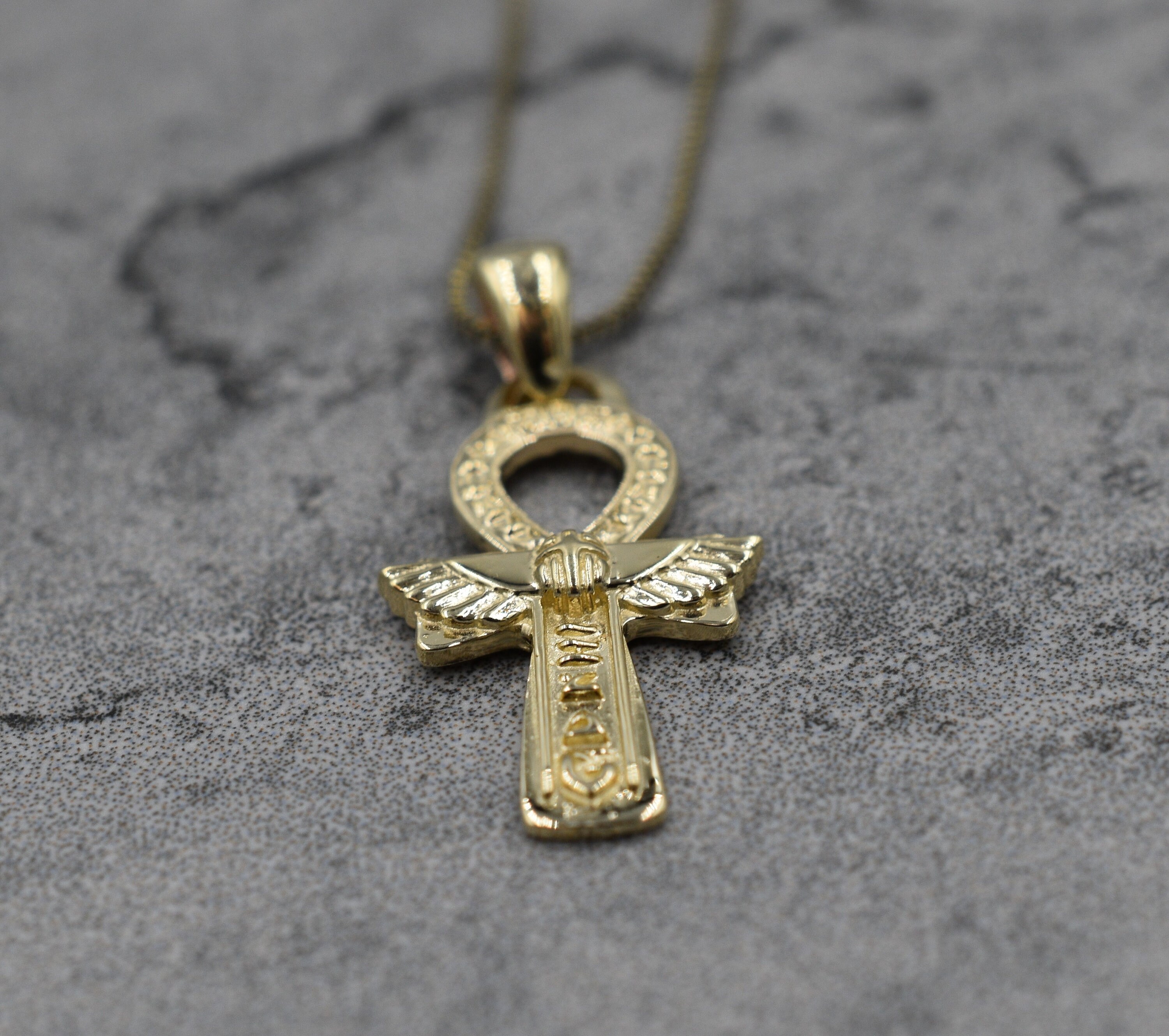Egyptian Ankh Pendant 10k/14k/18k White Yellow Rose Green | Etsy