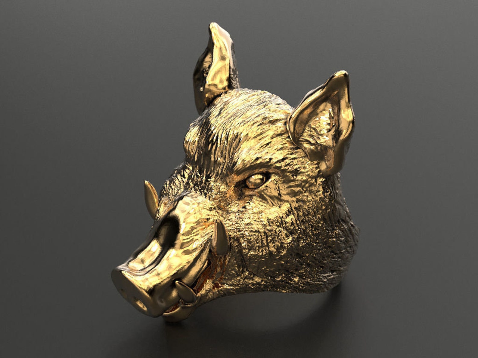 Pumbaa Boar Ring *10k/14k/18k White, Yellow, Rose, Green Gold Gold ...