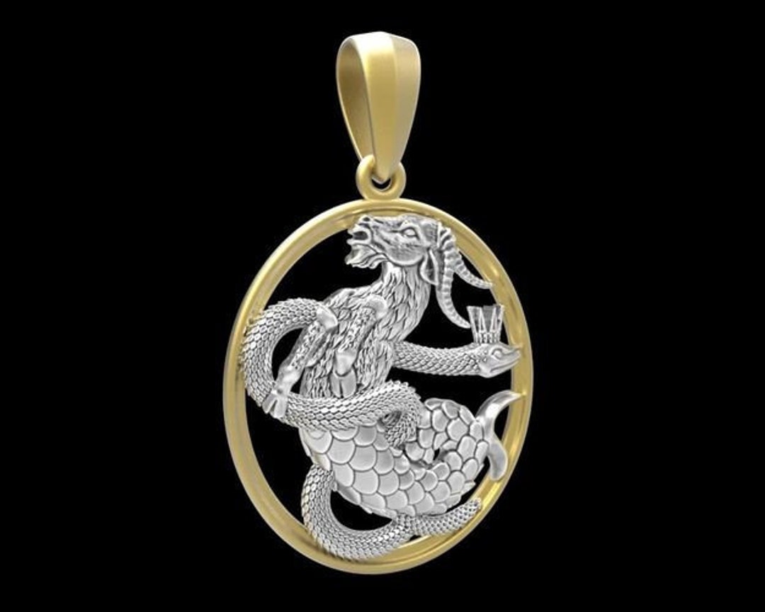 Capricorn Snake Pendant *10k/14k/18k White, Yellow, Rose, Green Gold ...
