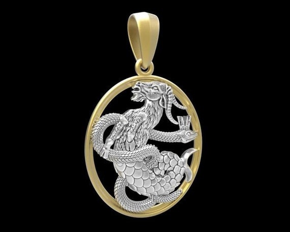 Capricorn Snake Pendant 10k/14k/18k White Yellow Rose | Etsy
