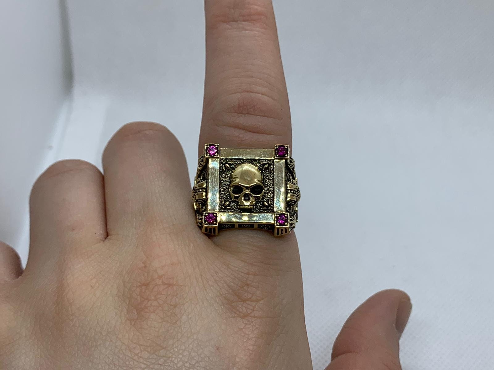 Red Death Skull Ring *10k/14k/18k White, Yellow, Rose Green Gold, Gold ...