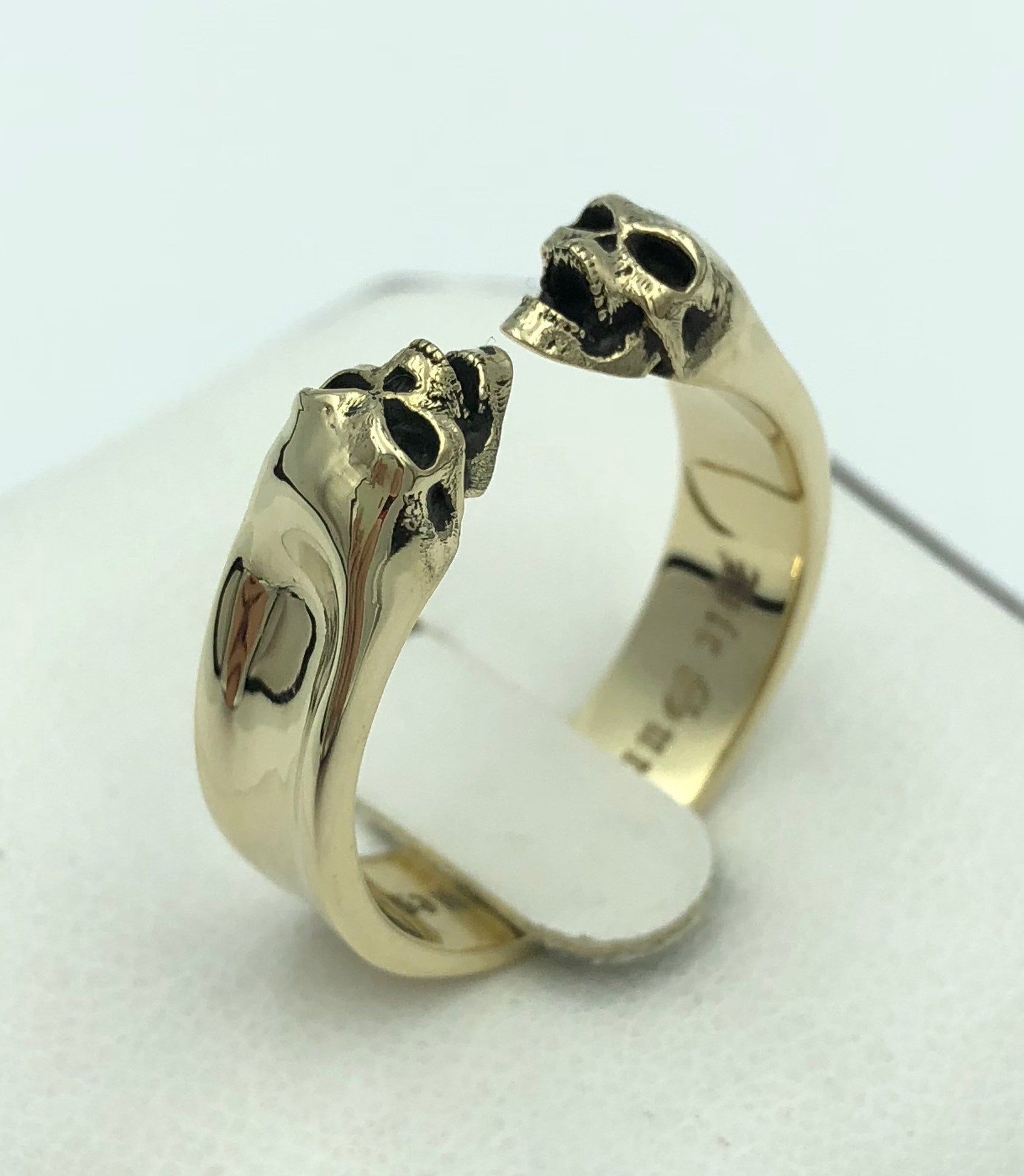 Joker Skull Ring 10k/14k/18k White Yellow Rose Green Gold | Etsy