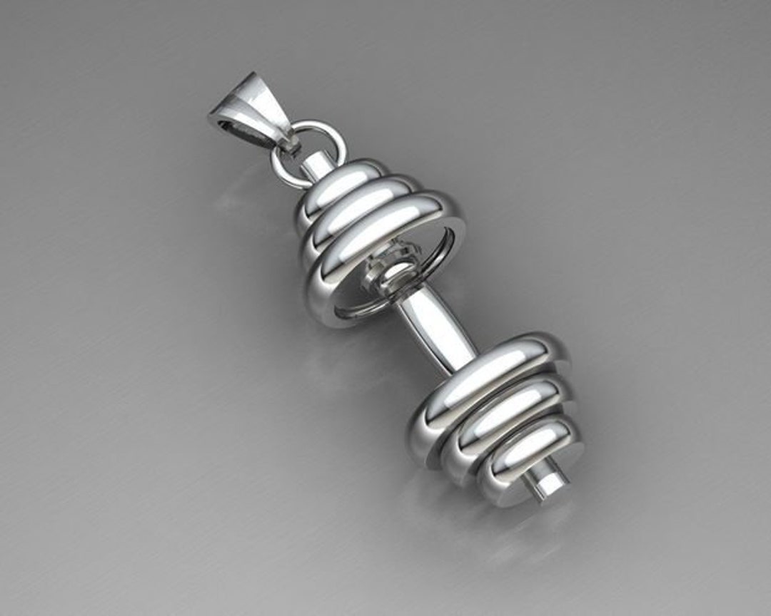 Bulking up Dumbbell Pendant *10k/14k/18k White, Yellow Rose Green Gold ...