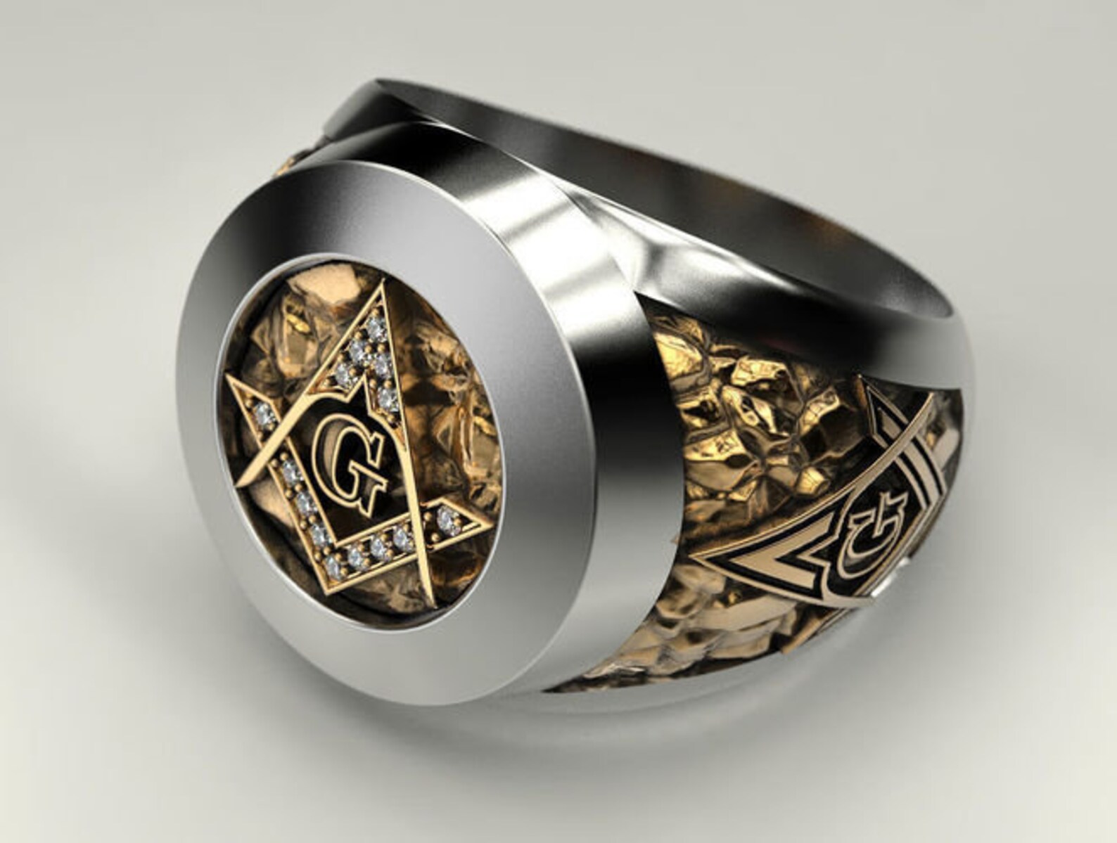Apprentice Masonic Ring *moissanite With 10k/14k/18k White, Yellow ...