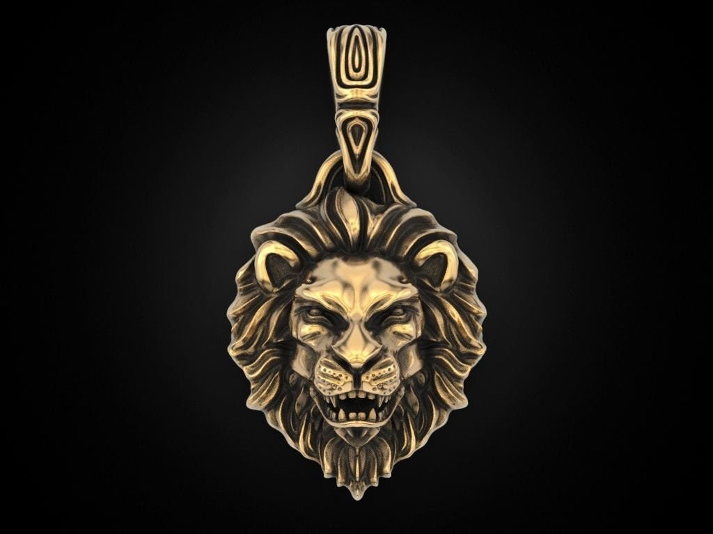 Chaka Lion Pendant 10k/14k/18k White Yellow Rose Green - Etsy UK