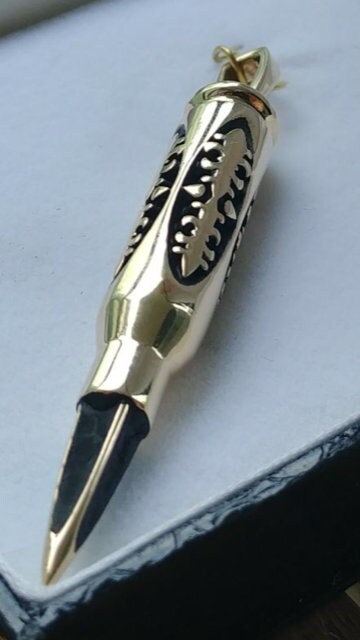 One Shot Bullet Pendant 10k/14k/18k White Yellow Rose | Etsy