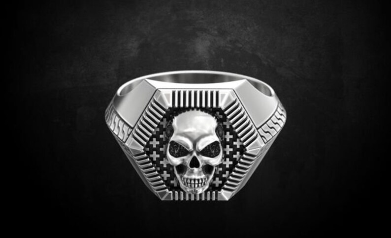 Demon Hunter Skull Ring 10k/14k/18k White Yellow Rose - Etsy