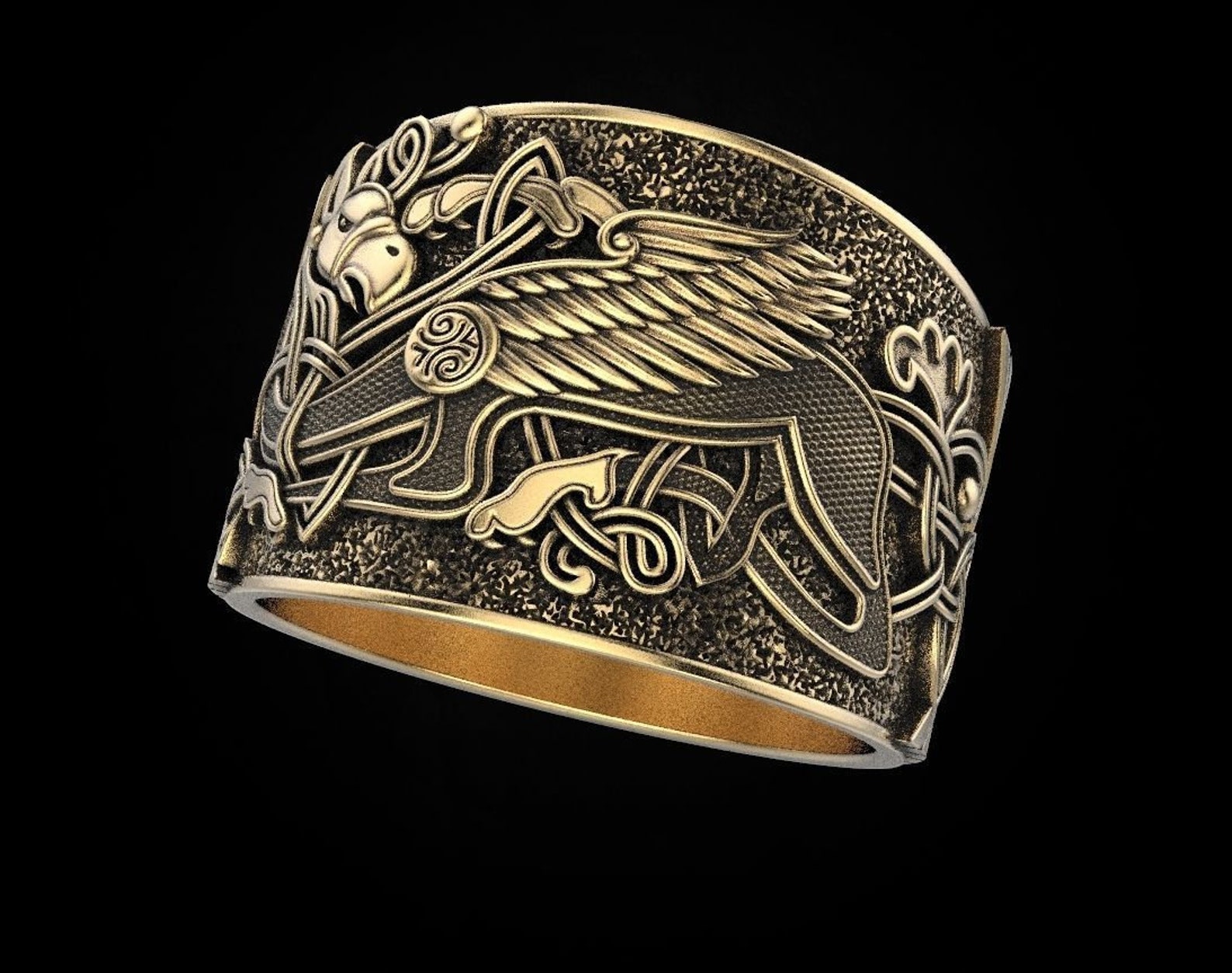 Shirdal Griffin Ring 10k/14k/18k White Yellow Rose Green | Etsy