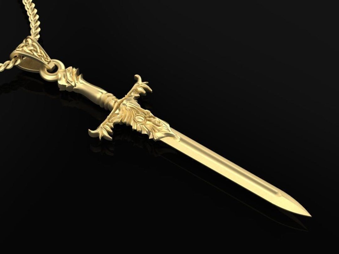 Arondight Sword Pendant *10k/14k/18k White, Yellow, Rose, Green Gold ...