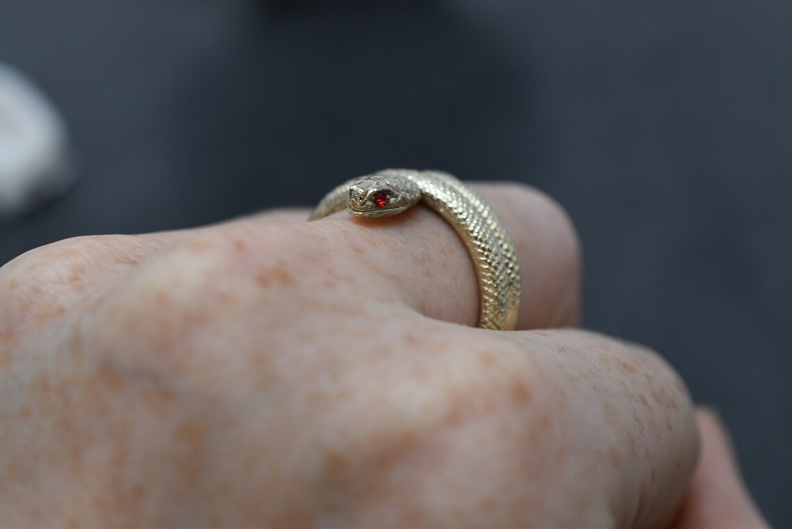 Black Mamba Snake Ring 10k/14k/18k White Yellow Rose Green | Etsy