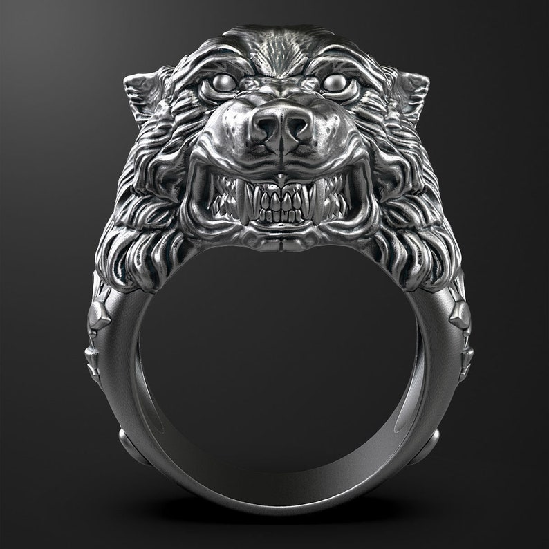 Gray Wolf Ring *10k/14k/18k White, Yellow, Rose, Green Gold, Gold ...