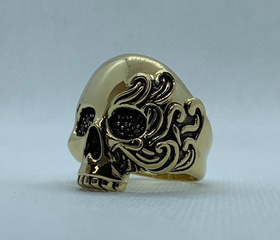 Ghost Skull Ring 10k/14k/18k White Yellow Rose Green Gold | Etsy