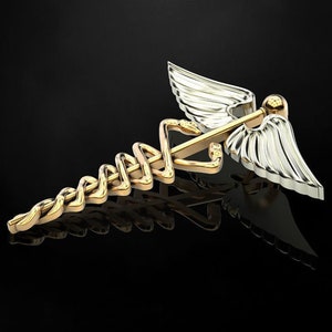 Wand of Hermes First Aid Pendant *10k/14k/18k White, Yellow, Rose ...