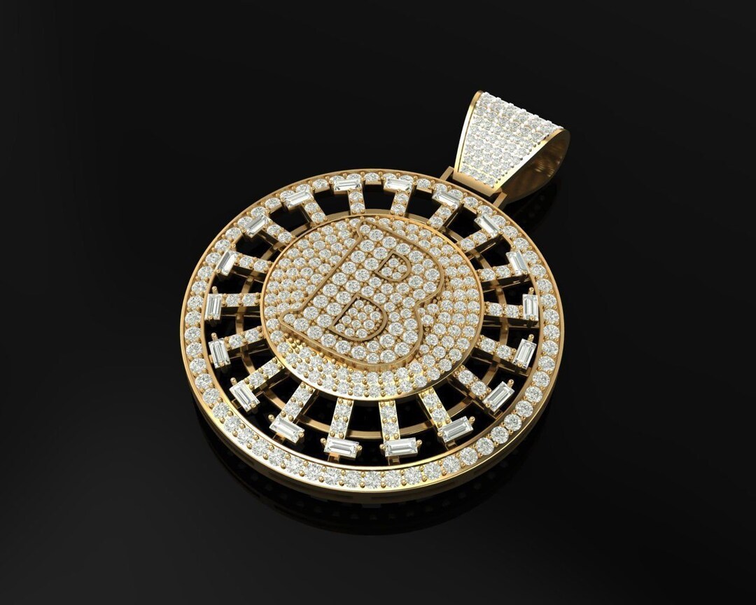 Bling Bitcoin Pendant *6.42 Carat Moissanite With 10k/14k/18k White ...
