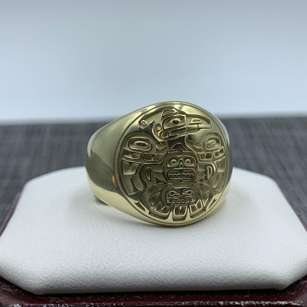 First Nations Ring *10k/14k/18k White, Yellow Rose Green Gold, Gold ...