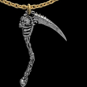 Grim Reaper Scythe Pendant *10k/14k/18k White, Yellow, Rose, Green Gold ...