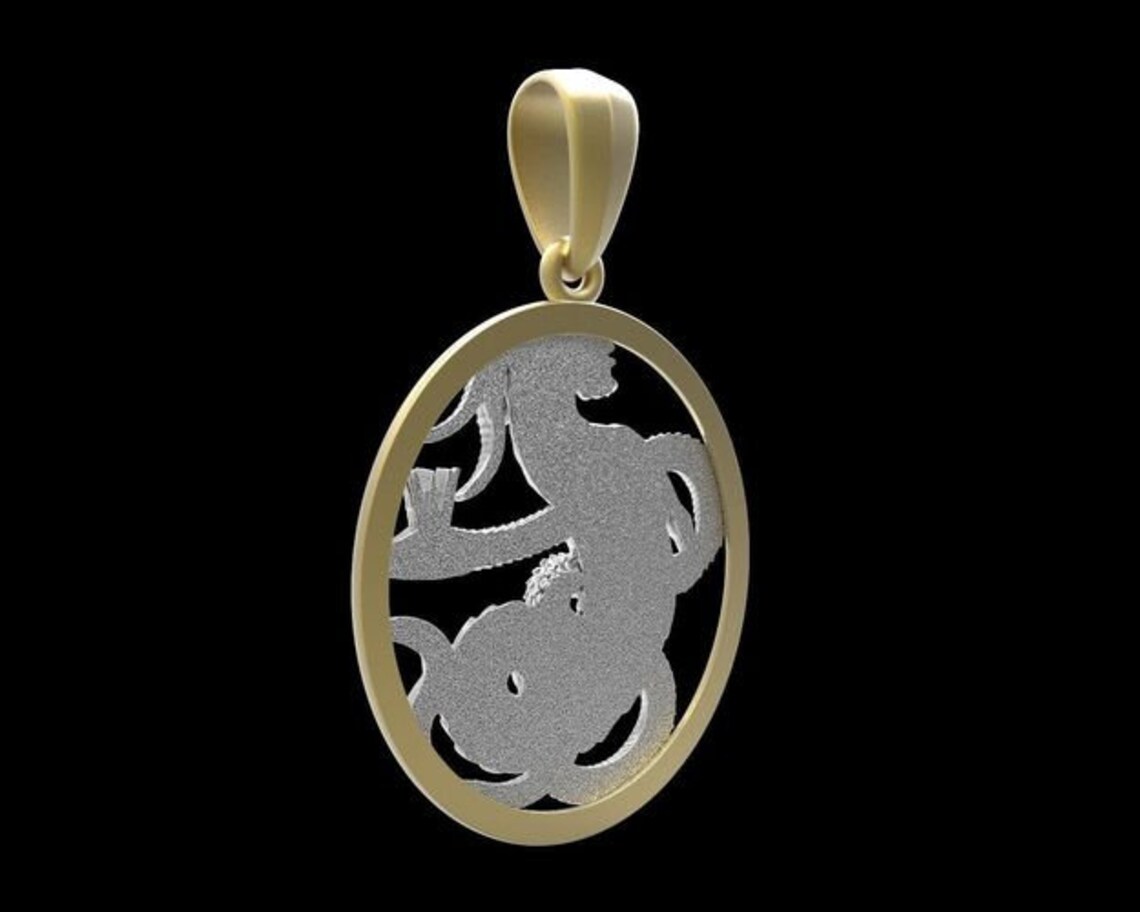 Capricorn Snake Pendant 10k/14k/18k White Yellow Rose | Etsy