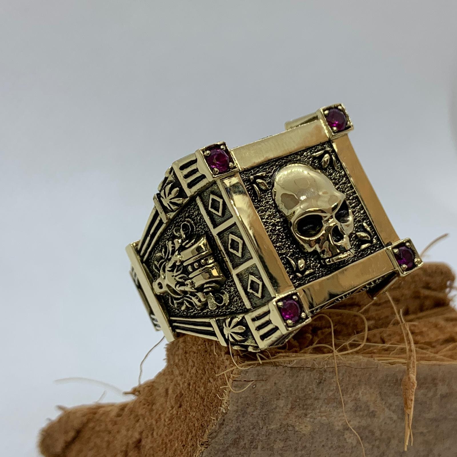 Red Death Skull Ring *10k/14k/18k White, Yellow, Rose Green Gold, Gold ...