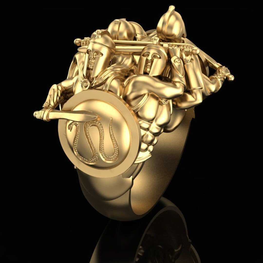 Battle Ring *10k/14k/18k White, Yellow, Rose Green Gold, Gold Plated ...