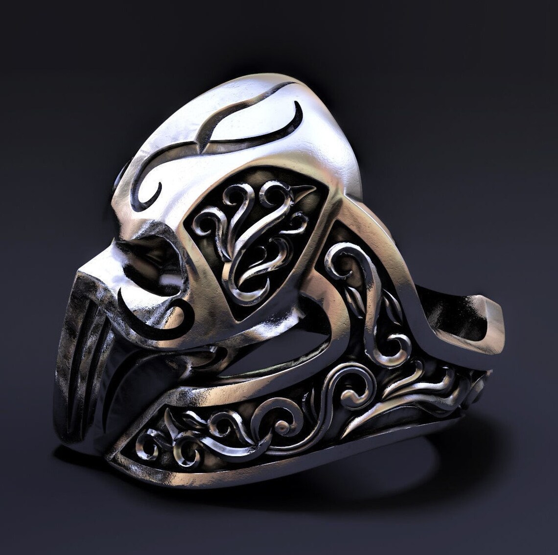 Eligos Demon Ring 10k/14k/18k White Yellow Rose Green - Etsy