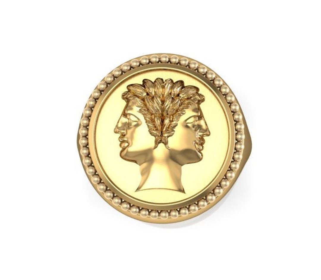 Ancient Roman Janus Ring *10k/14k/18k White, Yellow, Rose, Green Gold ...