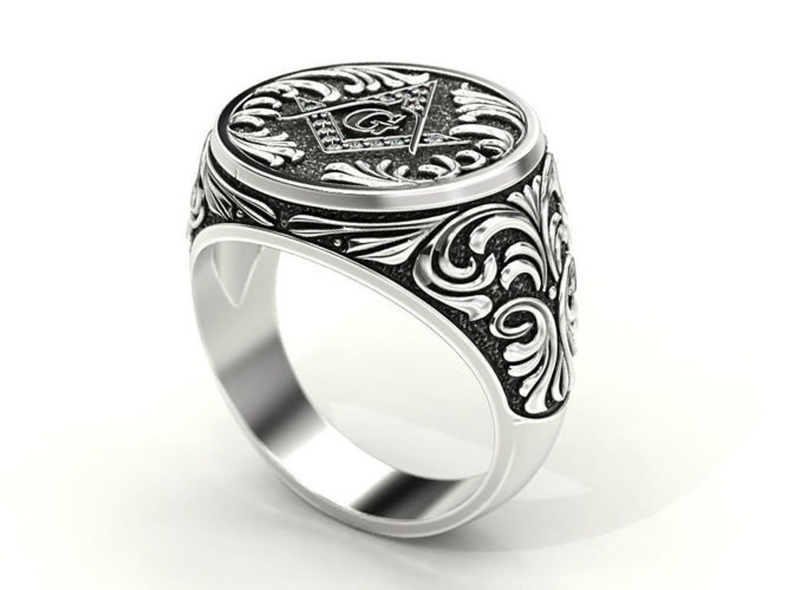 Fellowcraft Masonic Ring moissanite With 10k/14k/18k White - Etsy Canada